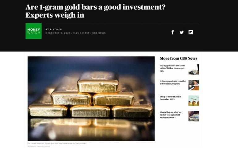 CBS MarketWatch: Are 1-gram gold bars a good investment? Experts weigh ...